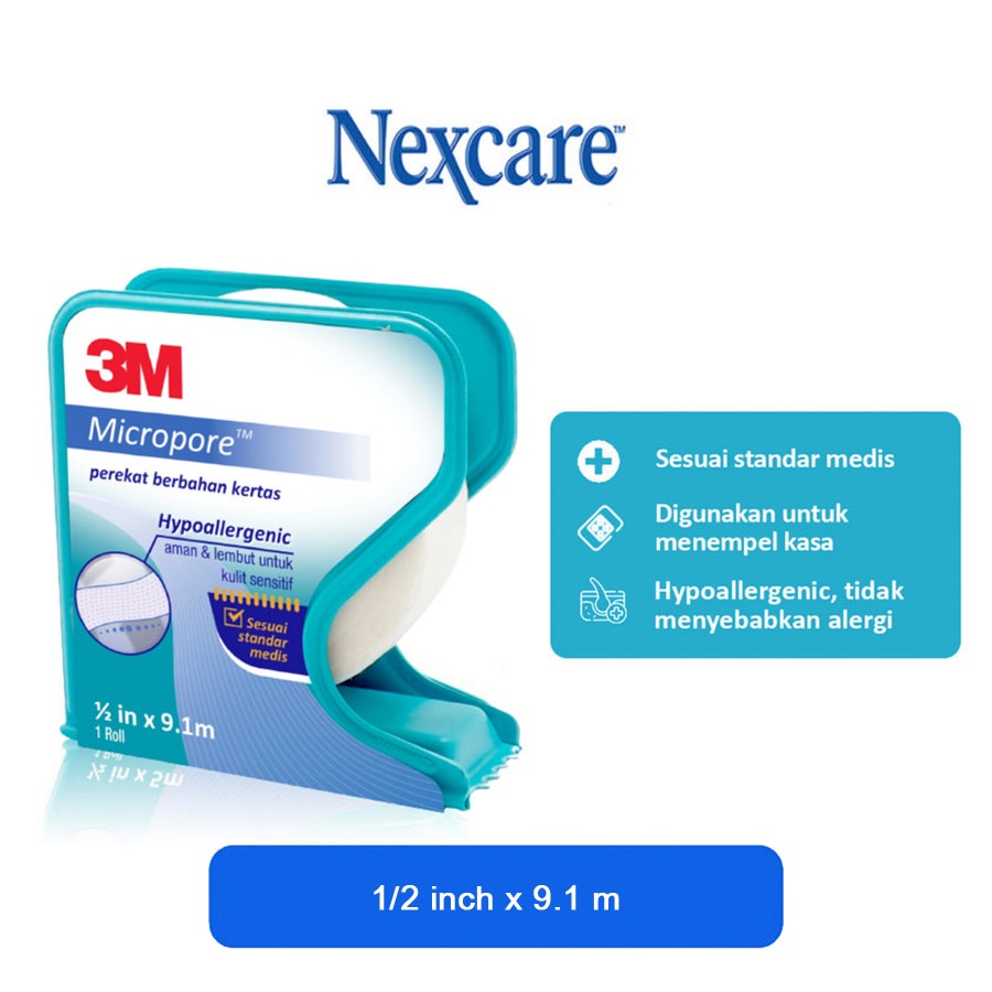 Jual 3M Nexcare Micropore Plester Kertas Plester Medis 1/2 in 1/2 inch ...
