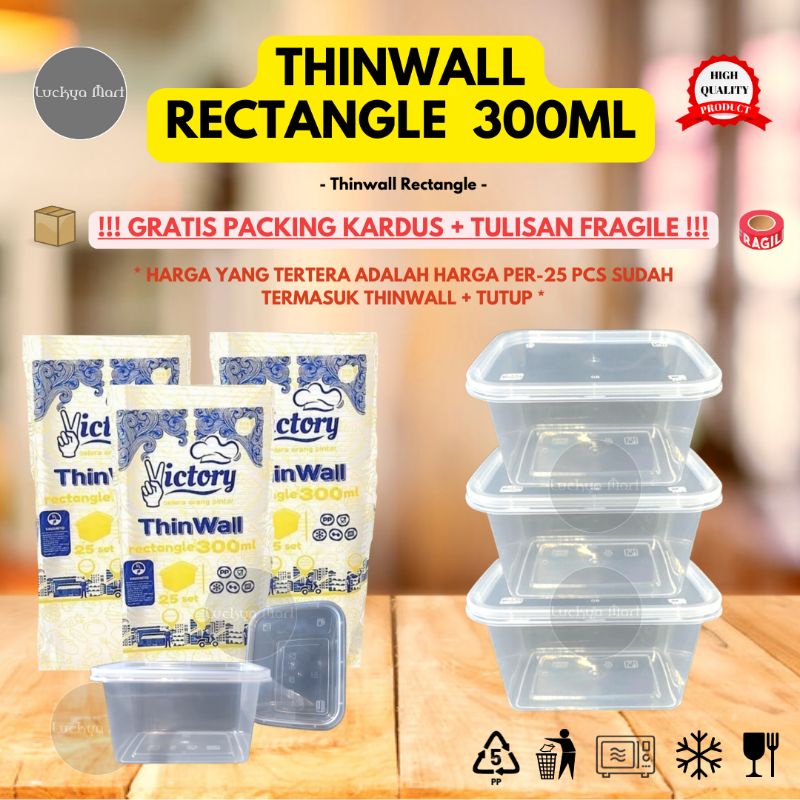 Jual [25 Pcs] Thinwall rectangle 300ml victory / thinwall 300ml persegi panjang/ thinwall 300ml ...