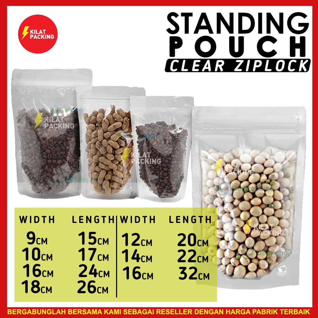 Jual Kemasan Makanan Standing Pouch Clear Ziplock Plastik Snack Plastik ...