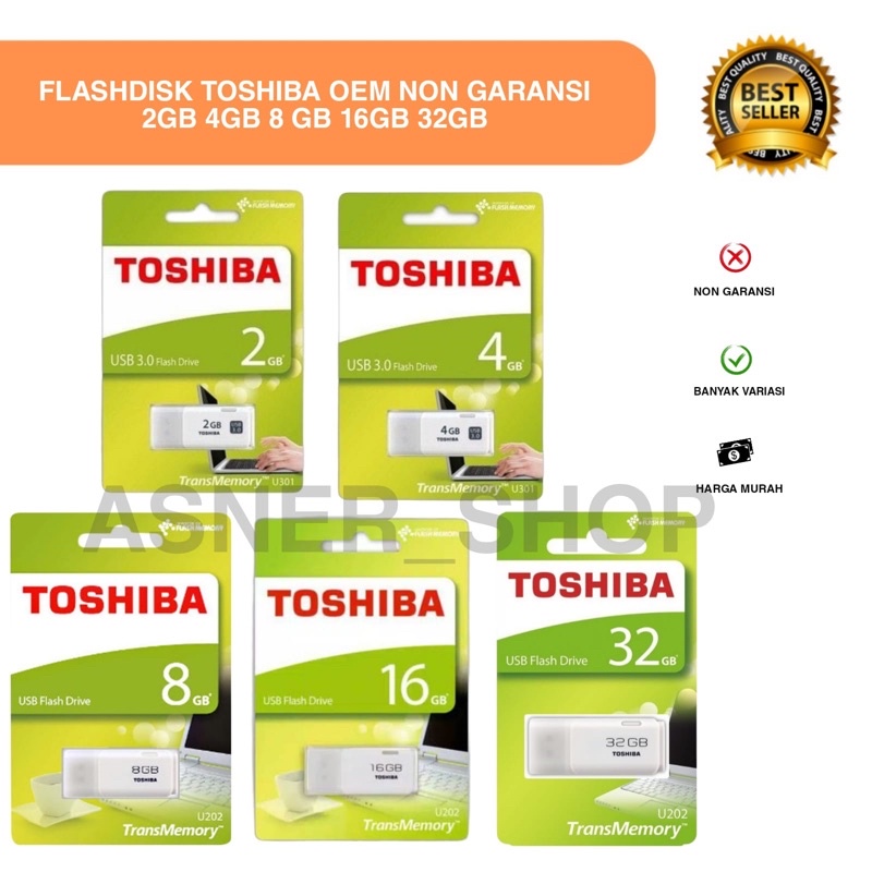 Jual Flashdisk Toshiba 2GB 4GB 8GB 16GB 32GB Eom Fd Toshiba usb Drive Packing Press Warna Putih ...