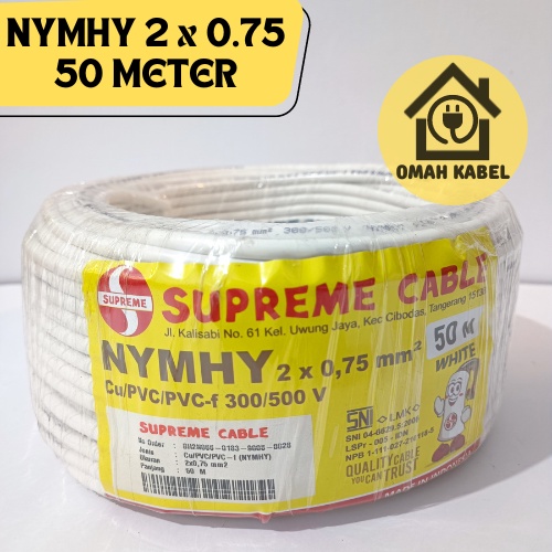 Jual SUPREME KABEL LISTRIK NYMHY 2X0.75 50 METER | Shopee Indonesia