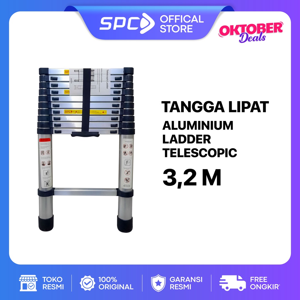 Jual Tangga Lipat SPC Alumunium Ladder Telescopic 3.2 Meter | Shopee ...