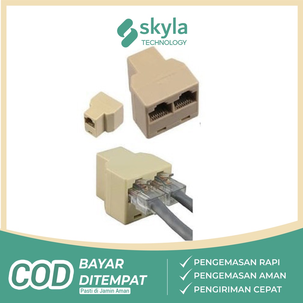 Jual KONEKTOR/SOCKET BAREL RJ45 DOUBLE 1- 2 / CABANG (BARREL UTP DOUBLE ...