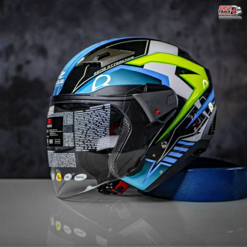 Jual helm polisi Zeus 611 / Z 611 + Spoiler TT 29 BLUE RED GRAY GREY ...