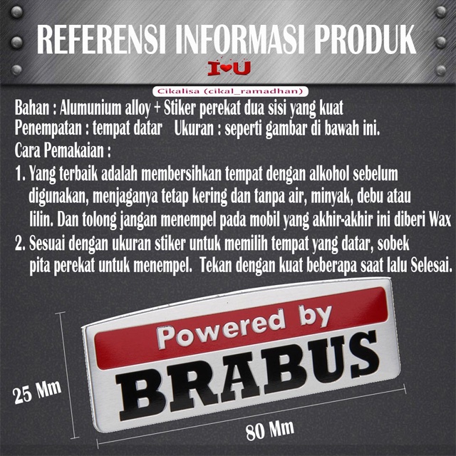 Jual Emblem Powered by Brabus Red | Shopee Indonesia