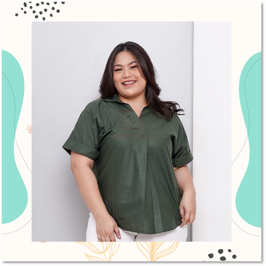Jual Pakaian Wanita Kemeja Katun Twist Neck Oversized Jumbo Besar XL XXL COTTON GANGNAM | Shopee ...