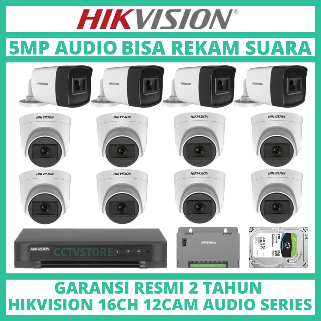 Jual PAKET CCTV HIKVISION 5MP 16 CHANNEL 12 KAMERA CCTV TURBO HD AUDIO SERIES | Shopee Indonesia