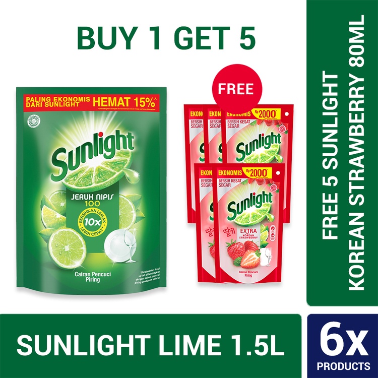Jual [Buy 1 Get 5] Buy 1 Sunlight Lime 1.5L Get 5 Sunlight Korean ...