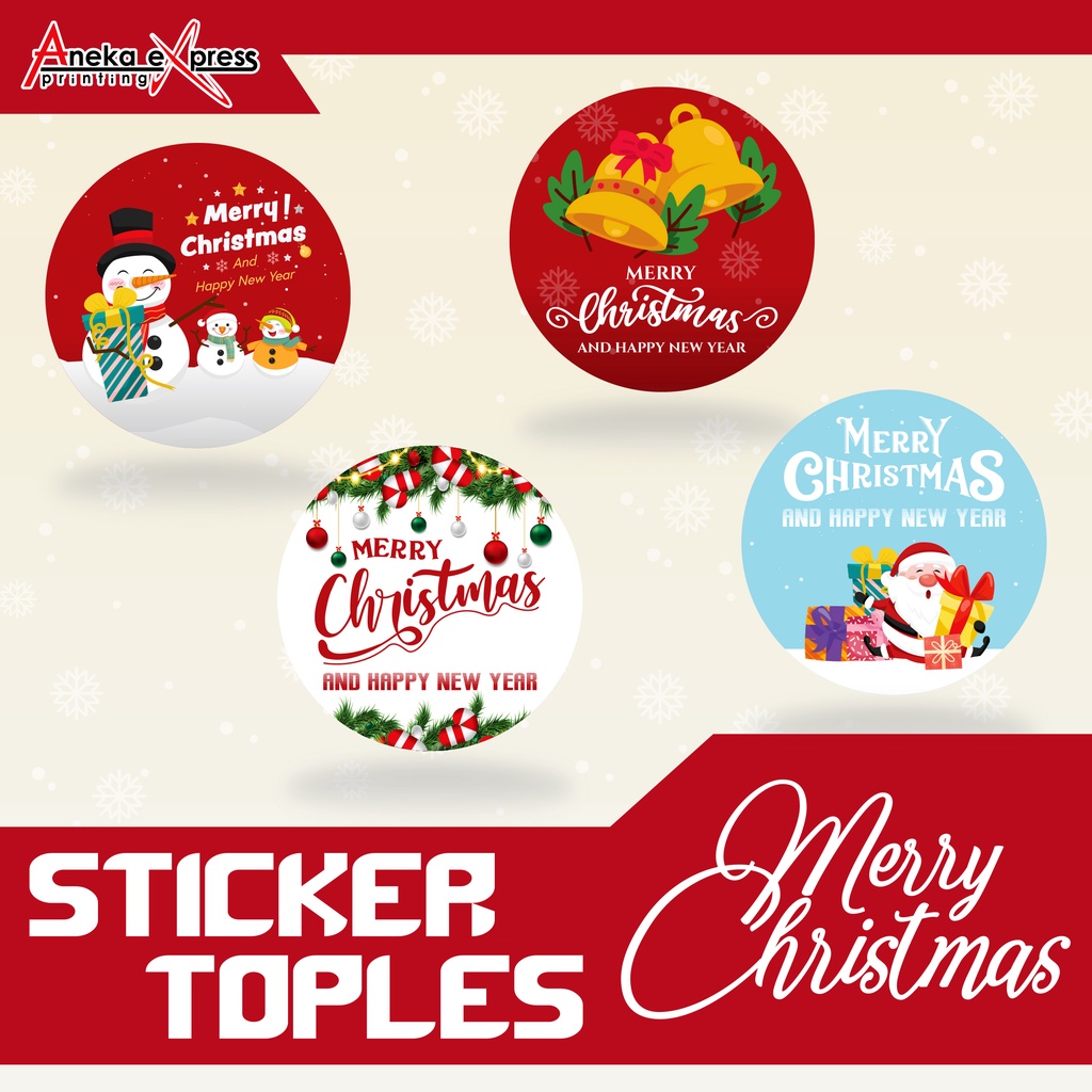 Jual Stiker Toples | Stiker Natal Merry Christmas | Sticker Bulat ...