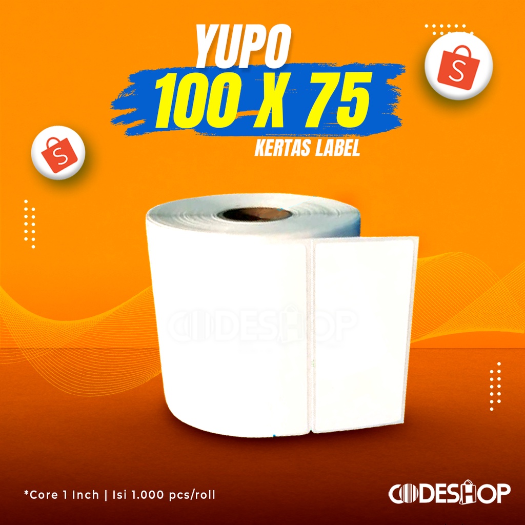 Jual Stiker Label Barcode Yupo 100 x 75 MM 1 Line Isi 1000 Lembar ...