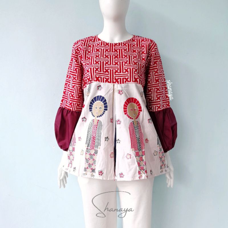 Jual Shanaya Batik Blouse 2 dimensi Batik Cap Kombinasi Printing dan ...