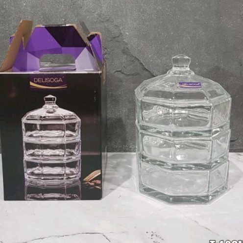 Jual toples susun 3 bahan kaca tebal tempat kurma tempat serba guna ...