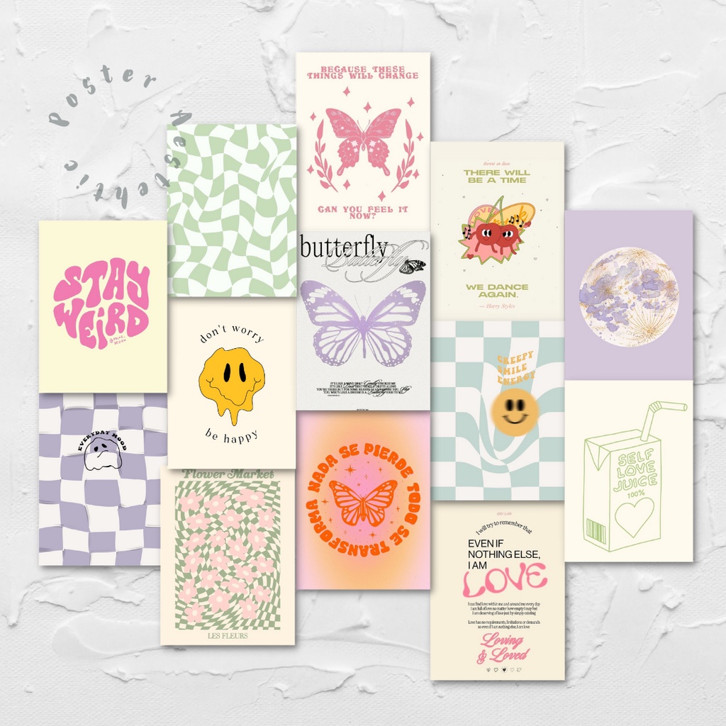 Jual 30Pcs Walldecor ala korea Pastel / Hiasan dinding ala korea / Poster dinding ala korea ...