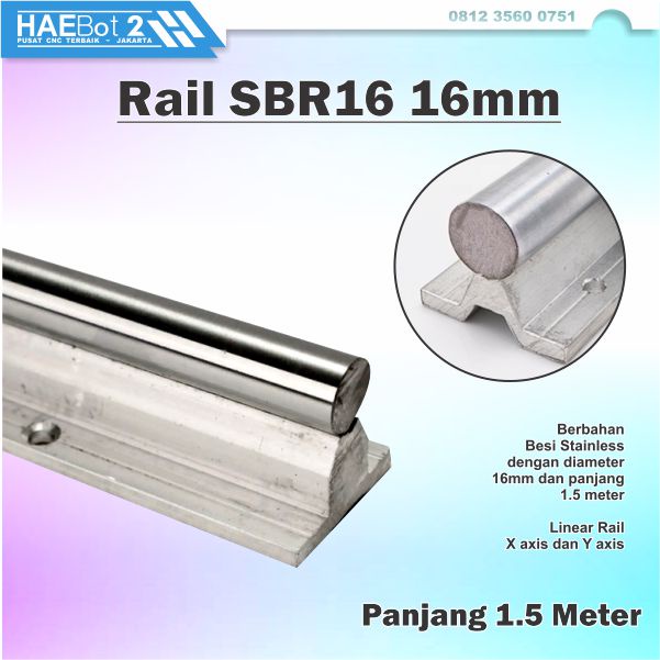 Jual [HAEBOT 2] Rail SBR 16 SBR16 150cm Rel Linear Shaft As 16mm Besi ...