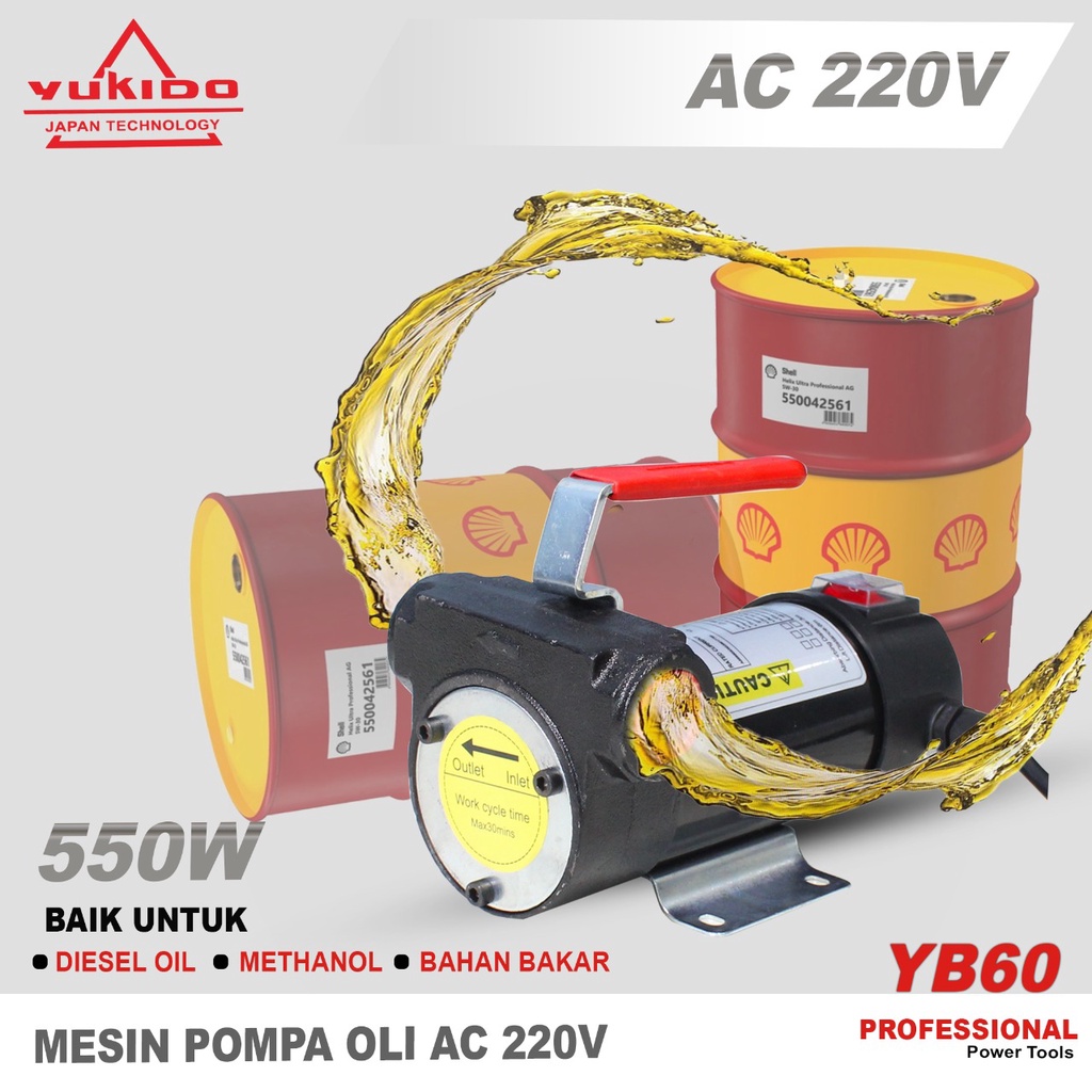 Jual Pompa AC YB60 220 Volt Electric 550W Oil pump bensin Oli solar minyak | Shopee Indonesia