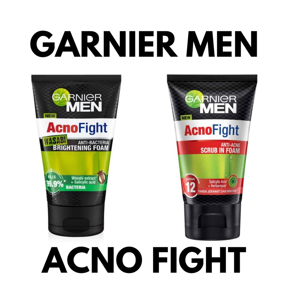 Jual Garnier Men Acno Fight Wasabi Brightening Foam dan Anti Acne Scrub in Foam 100ml | Shopee ...