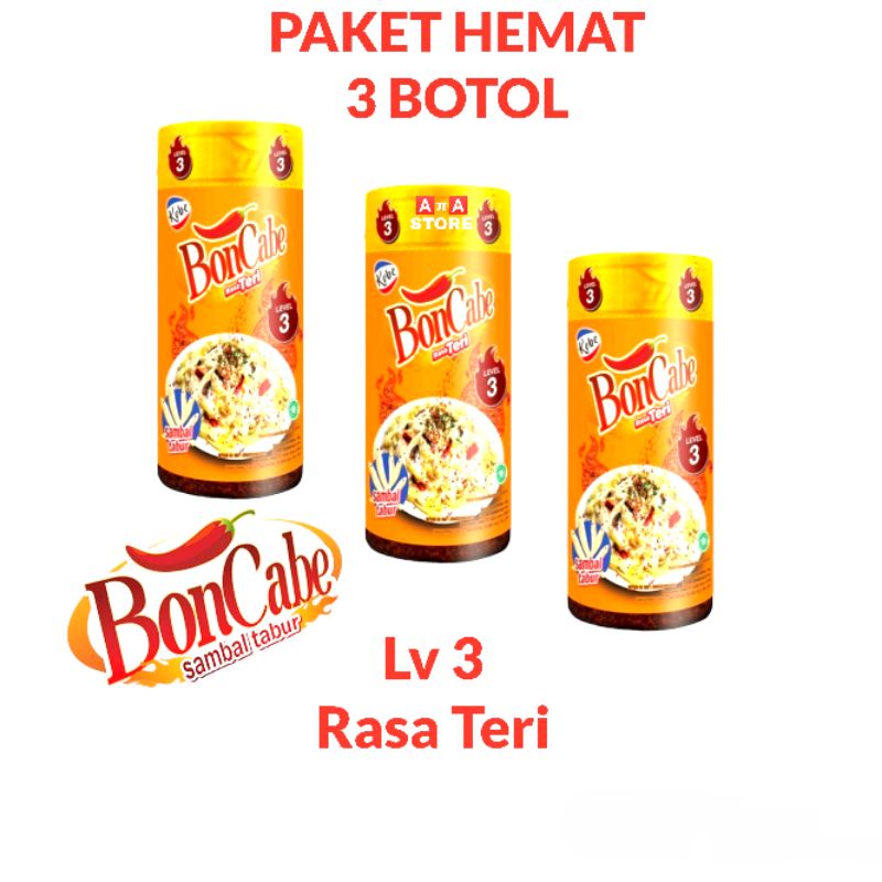 Jual BonCabe Level 3 Rasa Teri (50gr x 3 Botol) | Shopee Indonesia