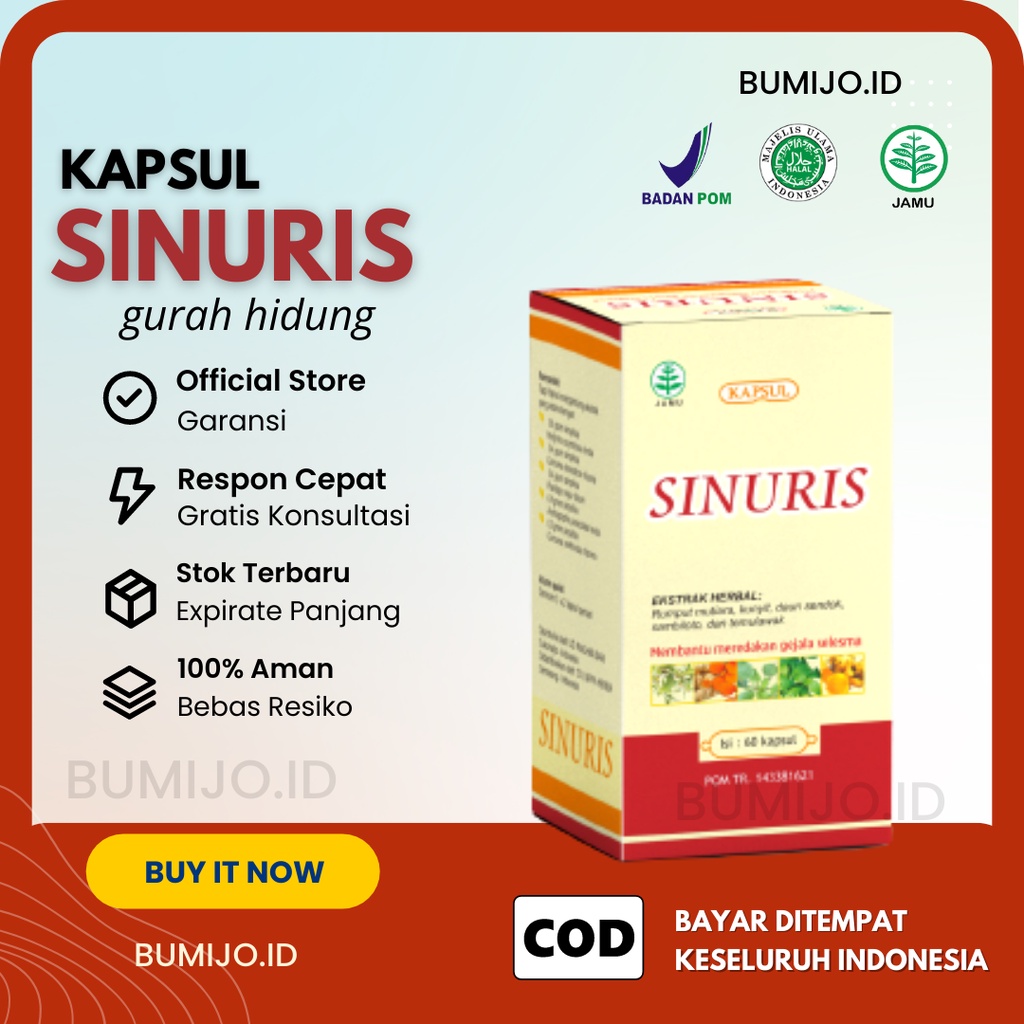 Jual Sinuris Kapsul Herbal Sinusitis Obat Bersin Flu Menahun 60 Kapsul ...
