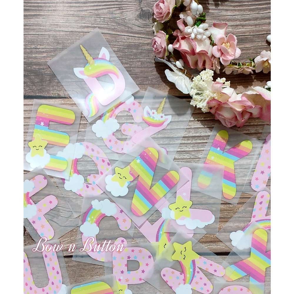 Jual Sticker Sablon Baju Huruf Alfabet Unicorn Pink Iron DIY Patch ...