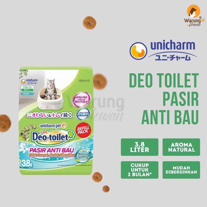 Jual Unicharm Deo Toilet Pasir Kucing Anti Bau Natural Green 3,8 Liter ...