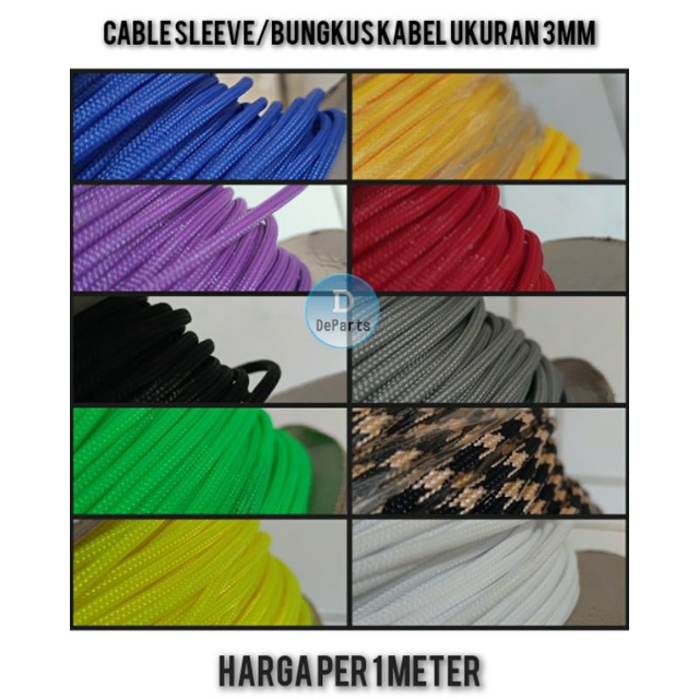 Jual [Per 1Meter] Braided Cable Sleeve - Sleeving Cable - Bungkus Kabel ...