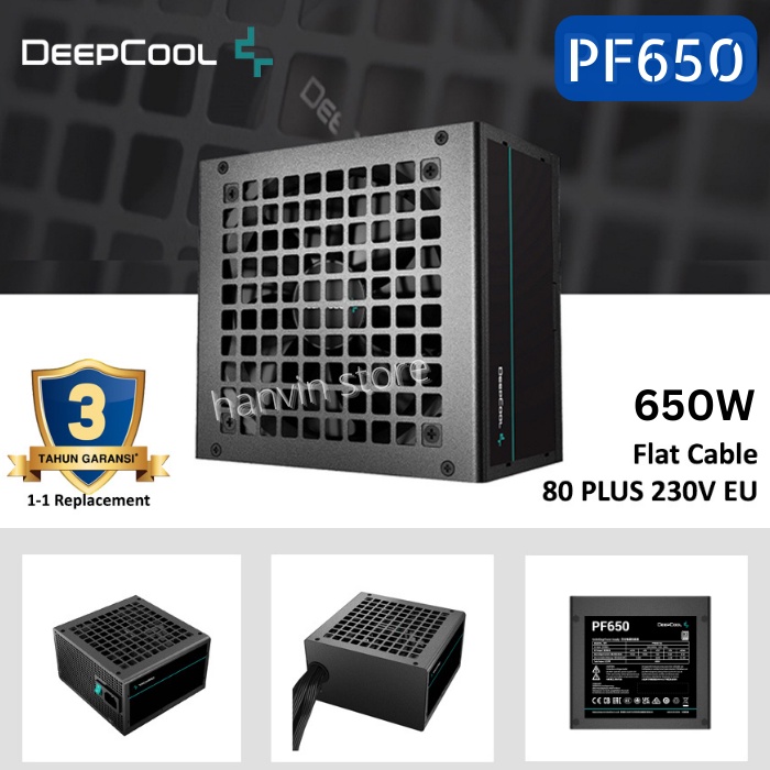 Jual Power Supply 650 Watt 80+ DEEPCOOL PF650 Flat Cable | Shopee Indonesia
