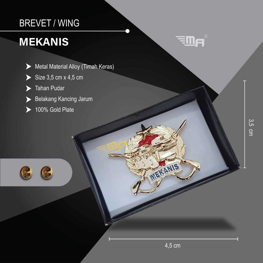 Jual WING MEKANIS PDH BRIVET BREVET PIN MEKANIS | Shopee Indonesia
