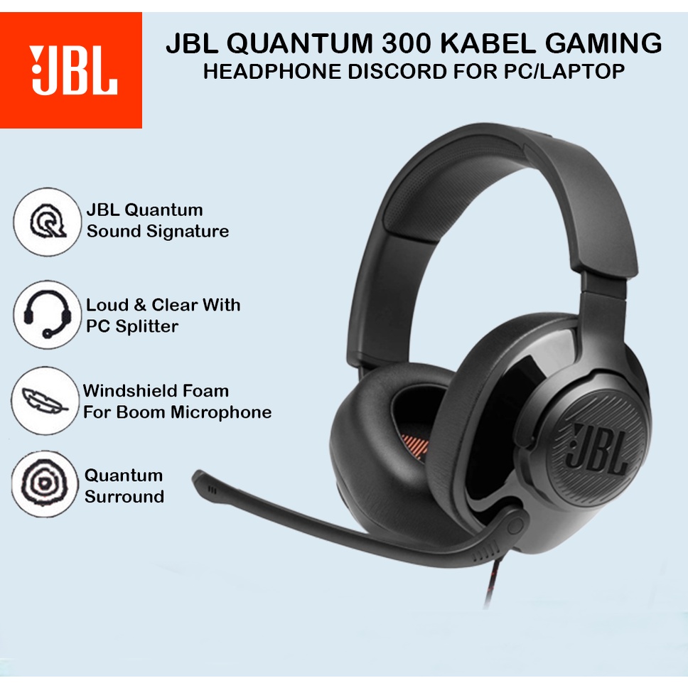 Jual JBL Quantum 300 Kabel Gaming Surround Headset Headphone Wired Jack 3.5mm Komputer Laptop ...