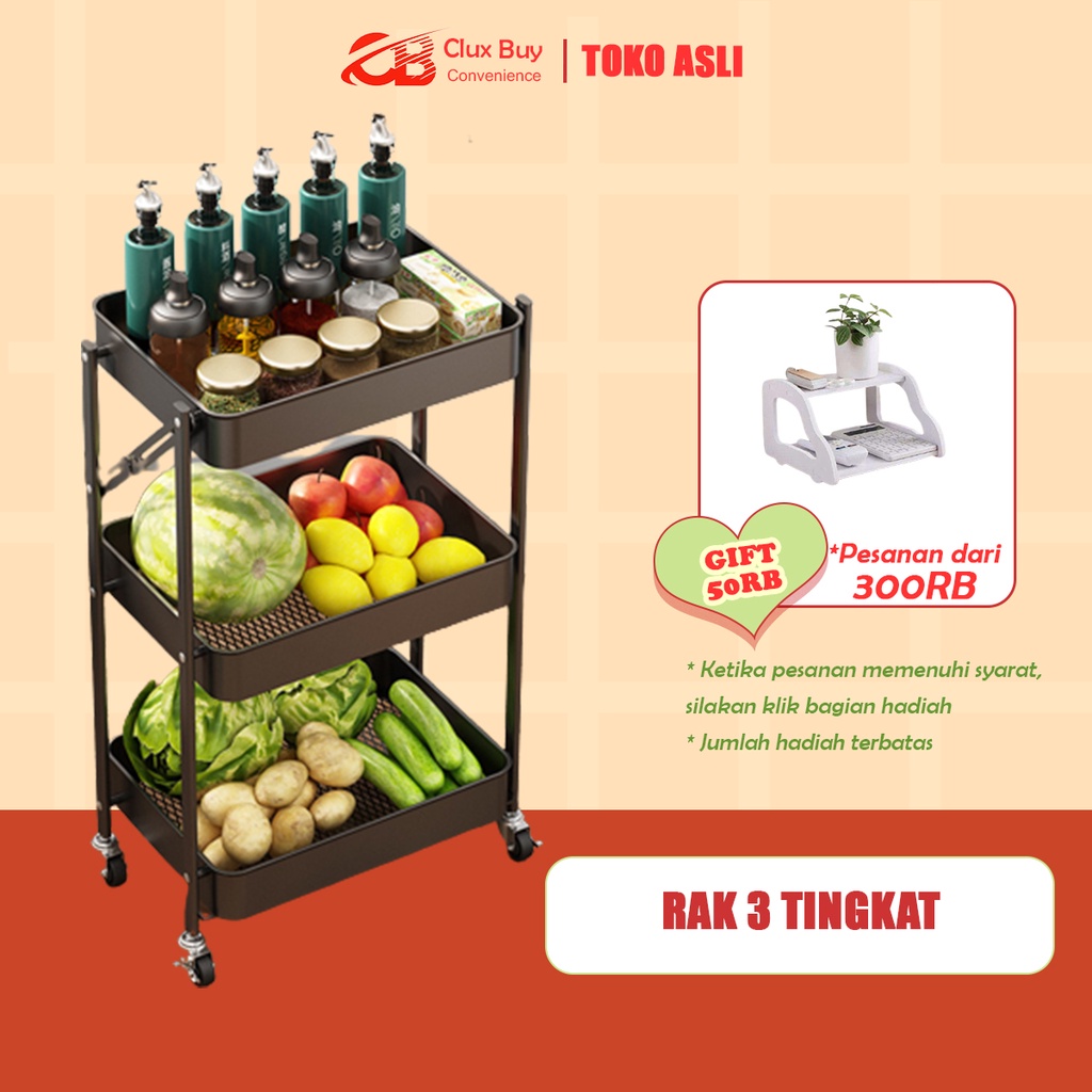 Jual Rak troli penyimpanan serbaguna 3 tingkat rak bisa dilipat, rak ...
