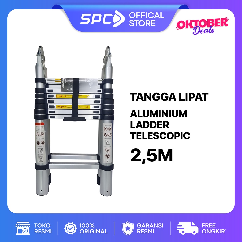 Jual Tangga Lipat SPC Alumunium Ladder Telescopic Double 2.5 Meter ...