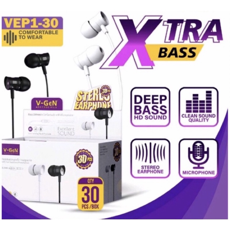 Jual VGEN - Headset Deep Bass VEP1-30 Earphone Headsfree - Garansi 1 ...