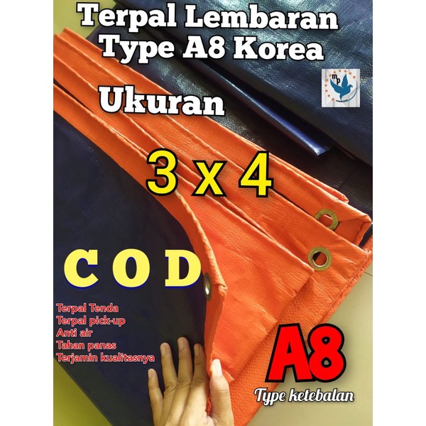 Jual terpal lembaran ukuran 3x4 A8 terpal tenda terpal pickup terpal ...