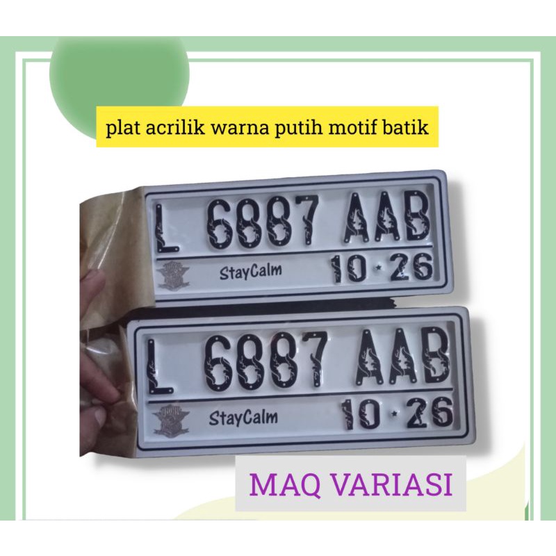 Jual PLAT MOTOR ACRILIK WARNA PUTIH MOTIF BATIK.PLAT MOTOR.PLAT CUSTOM ...