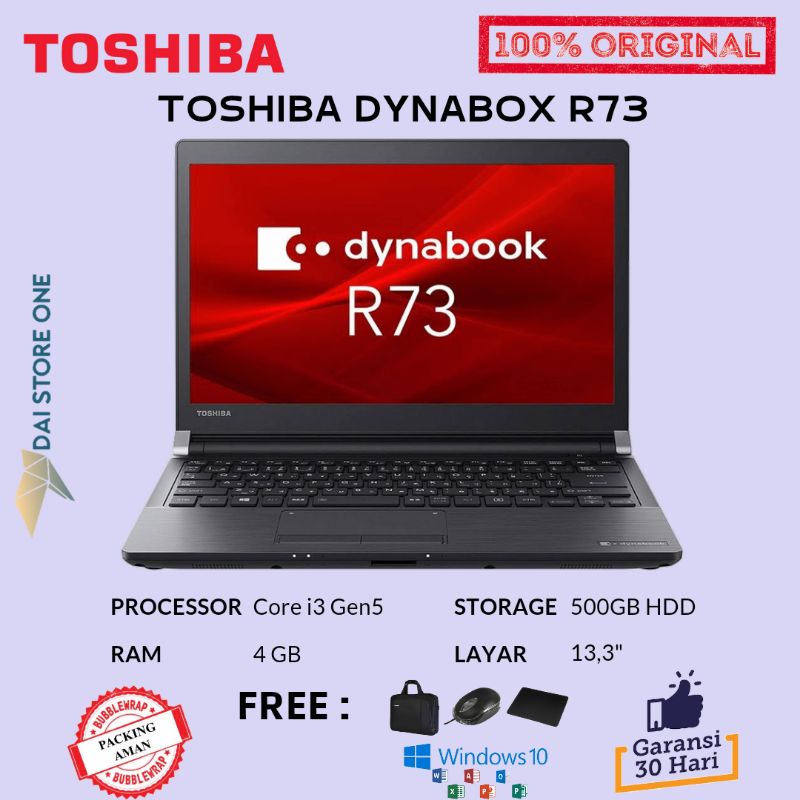 Jual LAPTOP MURAH TOSHIBA DYNABOOK R73 Ci3 GEN5 RAM 4GB HDD 500GB SUPER ...