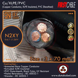 Jual Kabel N2XY 3x70 mm2 (Cu/XLPE/PVC) FIRST CABLE /3x70 mm/3 x 70 mm2/3x70mm2/3 x 70 mm2 ...