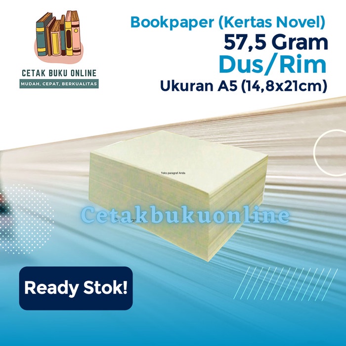 Jual Kertas Bookpaper 57,5 gr Ukuran A5 - 1 RIM (kertas Novel, Buku ...