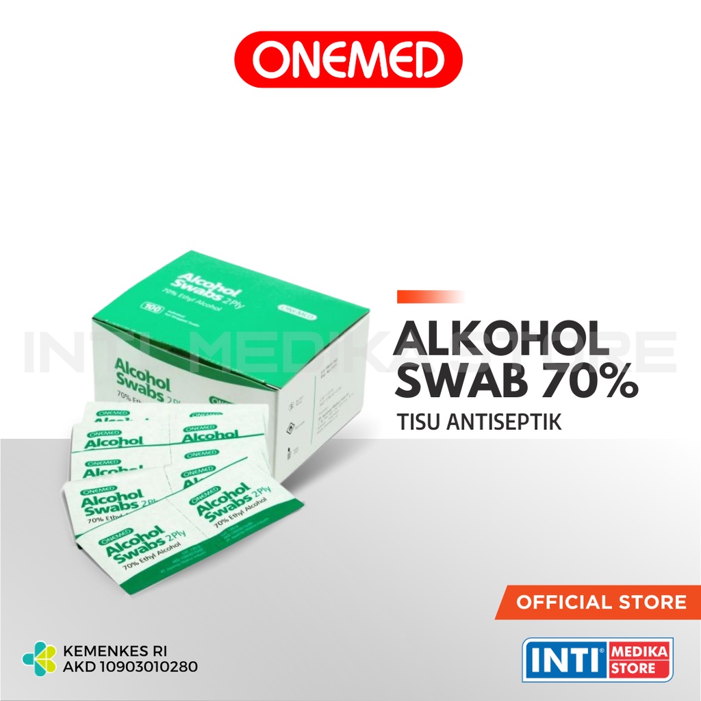 Jual ONEMED - Alkohol Swab 70% | Tissue / Tisu Antiseptik | Kapas ...
