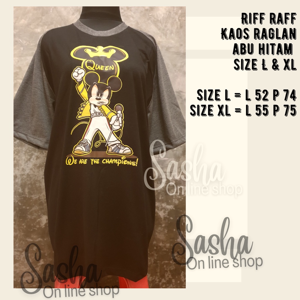Jual RIFF RAFF Kaos Band Queen Mickey Mouse Lengan Raglan | Shopee ...