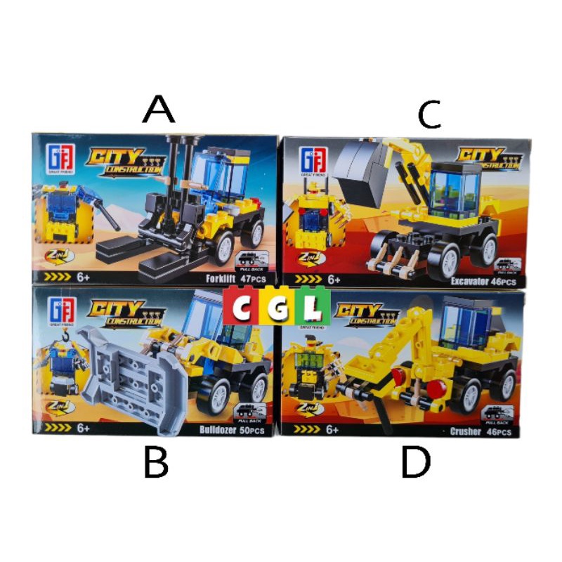 Jual Mainan Blok Bricks City Mobil Konstruksi Bulldozer Crusher ...