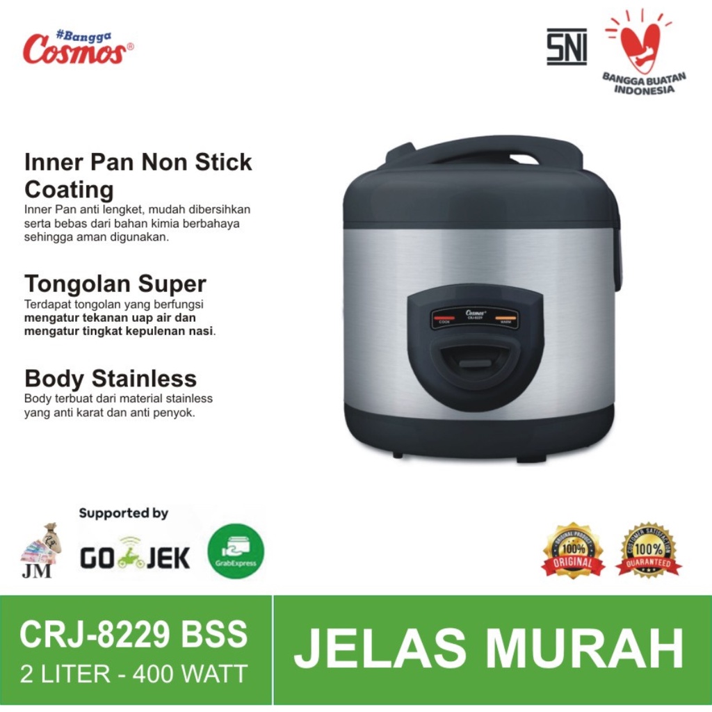 Jual Magic Com / Rice Cooker 3in1 Cosmos 2 Liter CRJ8229BSS (Black ...
