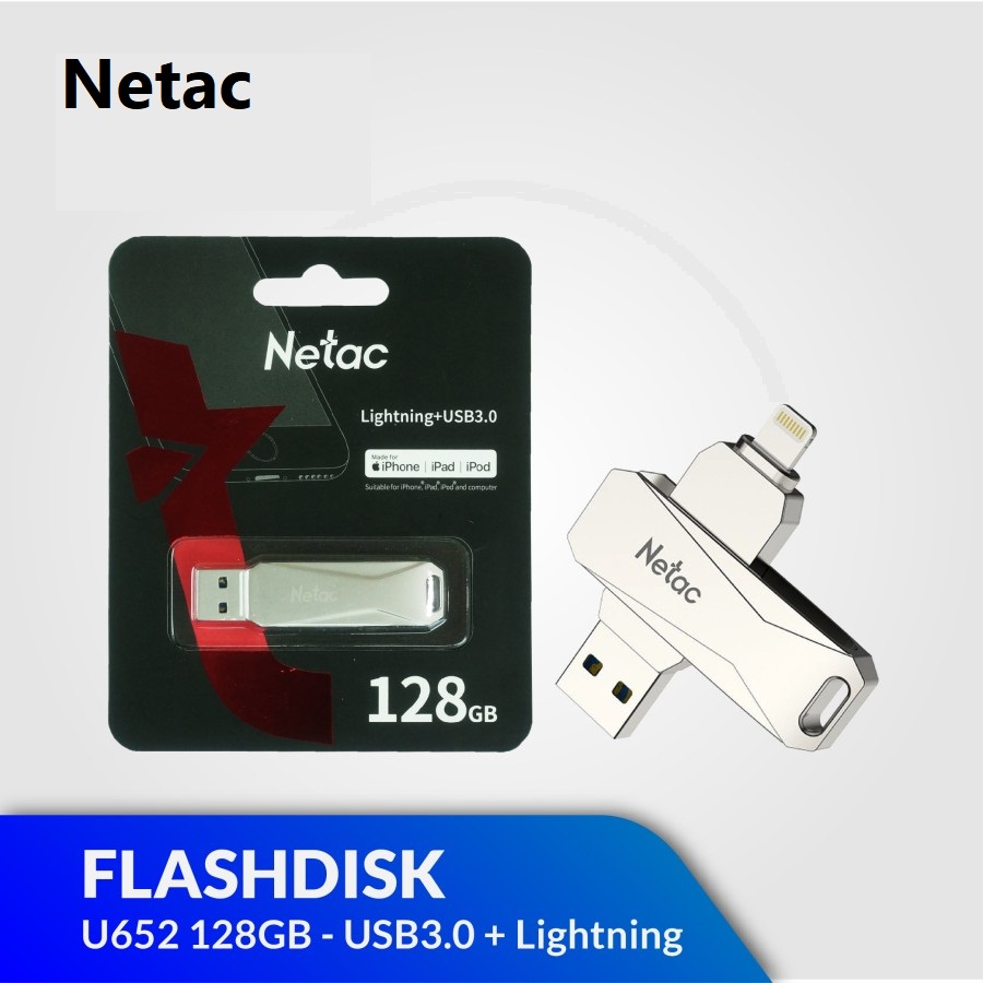 Jual NETAC FLASHDISK U652 128GB USB 3.0 + LIGHTNING | Shopee Indonesia