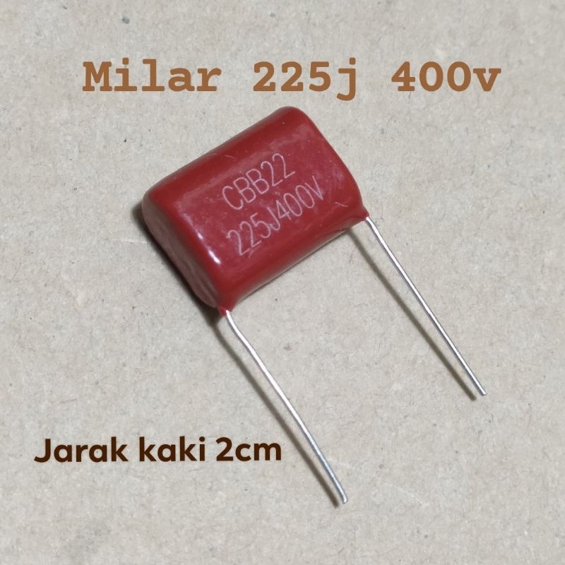 Jual Capacitor 225j 400v Kapasitor Milar 2,2uf 400 volt | Shopee Indonesia