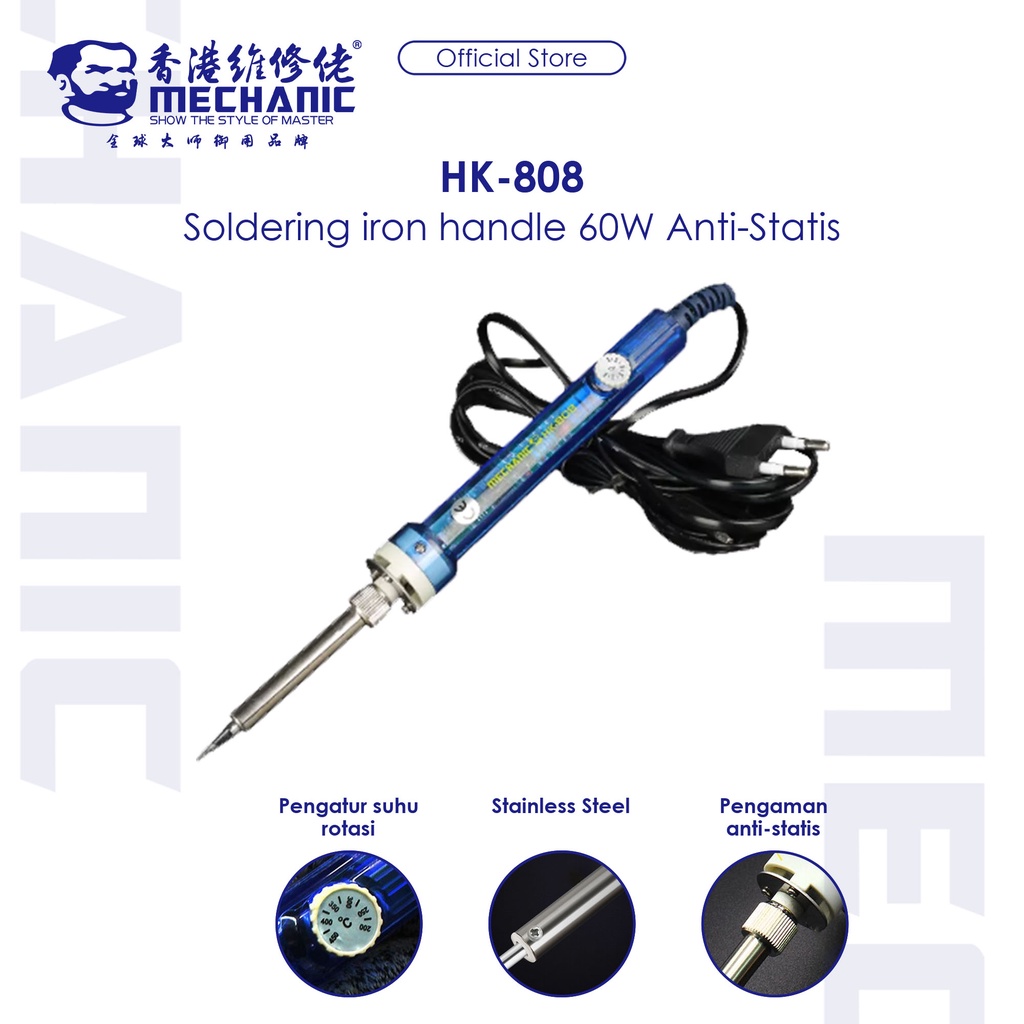 Jual MECHANIC HK-808 Solder Tangan 60W Temperature Wheel Original | Shopee Indonesia
