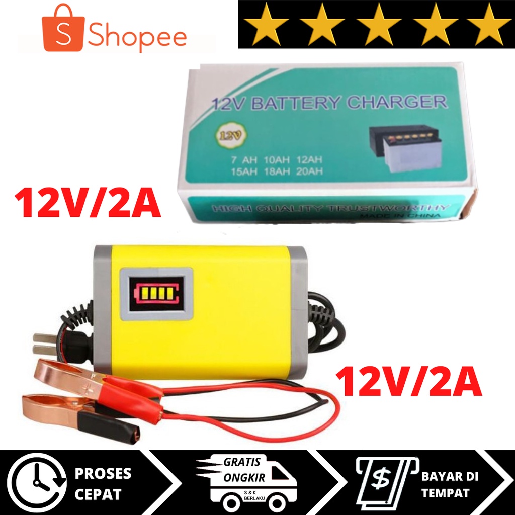 Jual Charger Aki Portable 12V/2A Mobil Motor Accu Charger Portable 12V ...