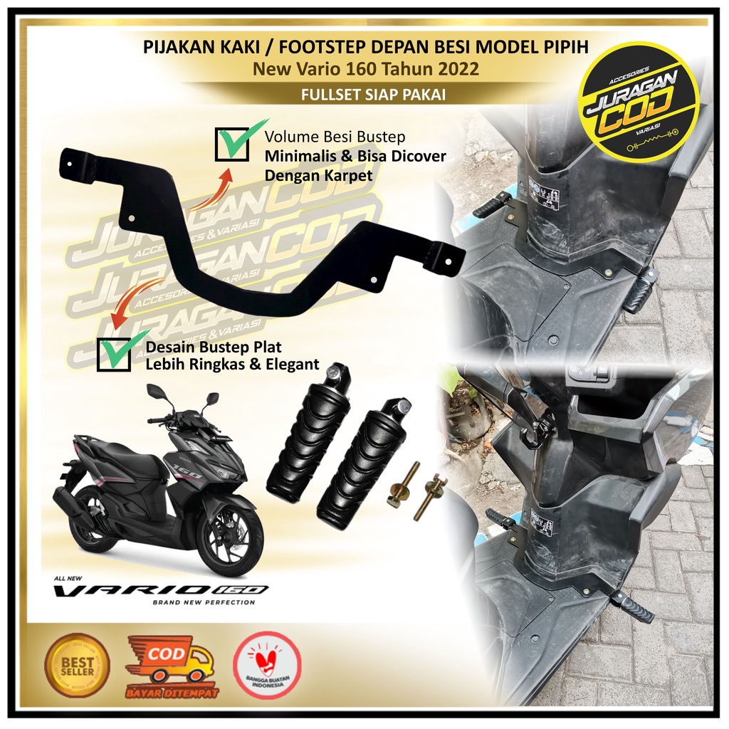 Jual Pijakan kaki Footstep depan Vario 160 abs cbs All new 2022 model slim pipih solid Siap ...