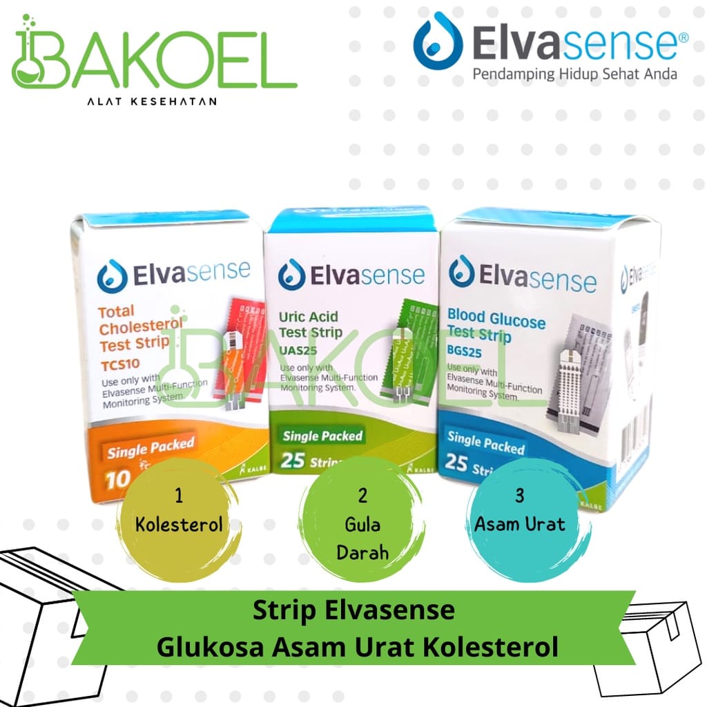 Jual Strip Elvasense Glukosa Asam Urat Kolesterol | Shopee Indonesia