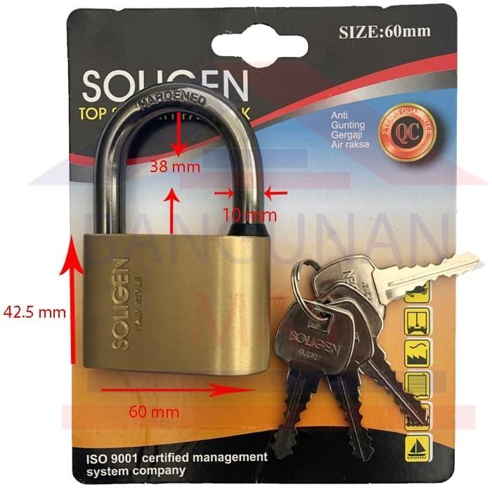 Jual Gembok Soligen Baja Hitam 60 mm Pendek | Shopee Indonesia