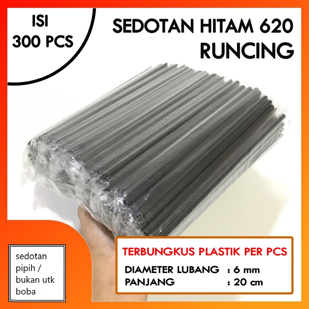 Jual Sedotan Hitam Pipih Kecil 6mm x 20cm Sedotan Runcing Steril ...