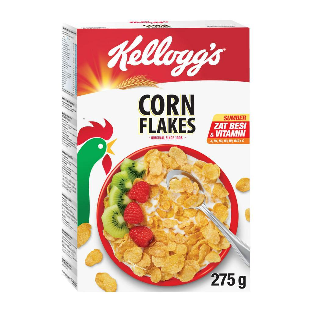 Jual Kelloggs Corn Flakes Cereal 275 gr + Greenfields Susu Full Cream ...