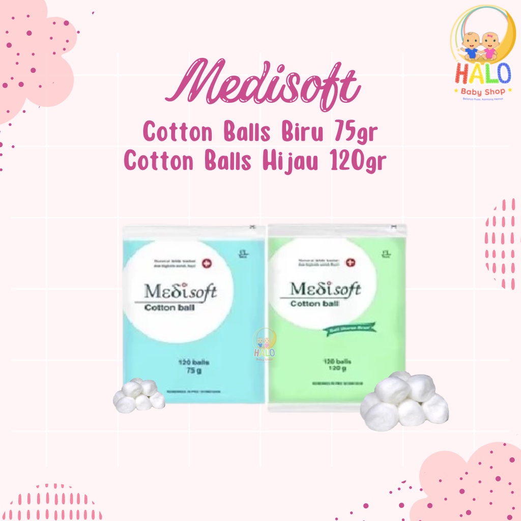Jual Medisoft Cotton Balls Baby / Kapas Bulat Bayi Hijau dan Biru 120pcs | Shopee Indonesia